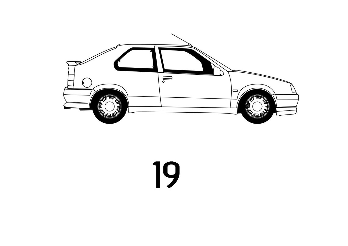 RENAULT 19 Outline Vector - .SVG, .pdf, .png - Etsy
