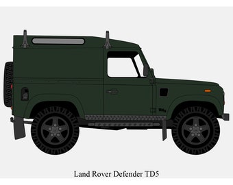 POSTER Land Rover Defender 90 Green Vector Art | Etsy