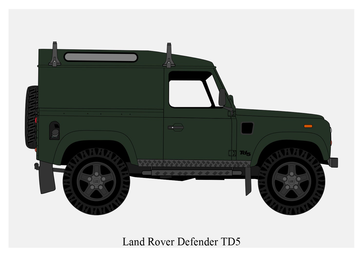 POSTER Land Rover Defender 90 Green Vector Art - Etsy