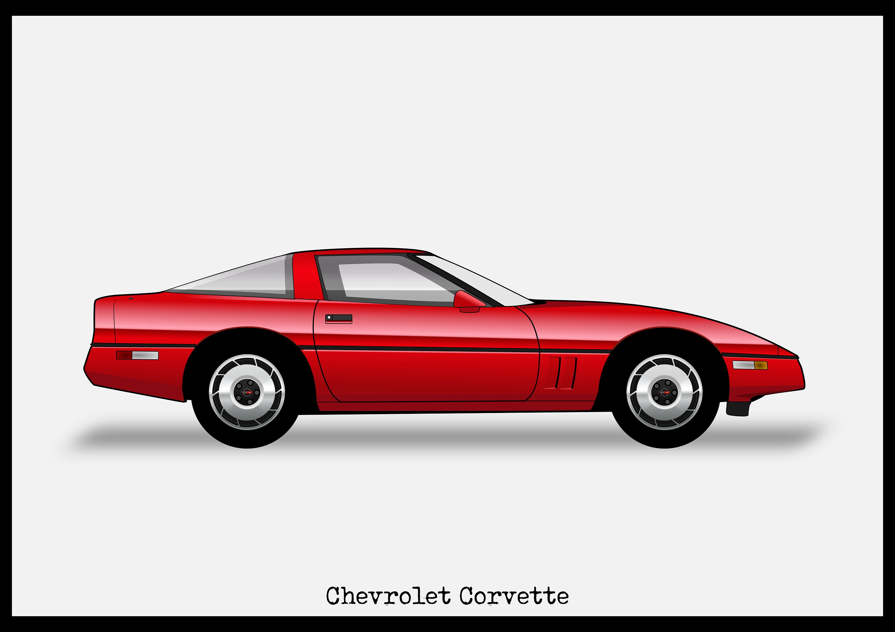 CHEVROLET CORVETTE C4 Colour Vector File Download .PDF - Etsy