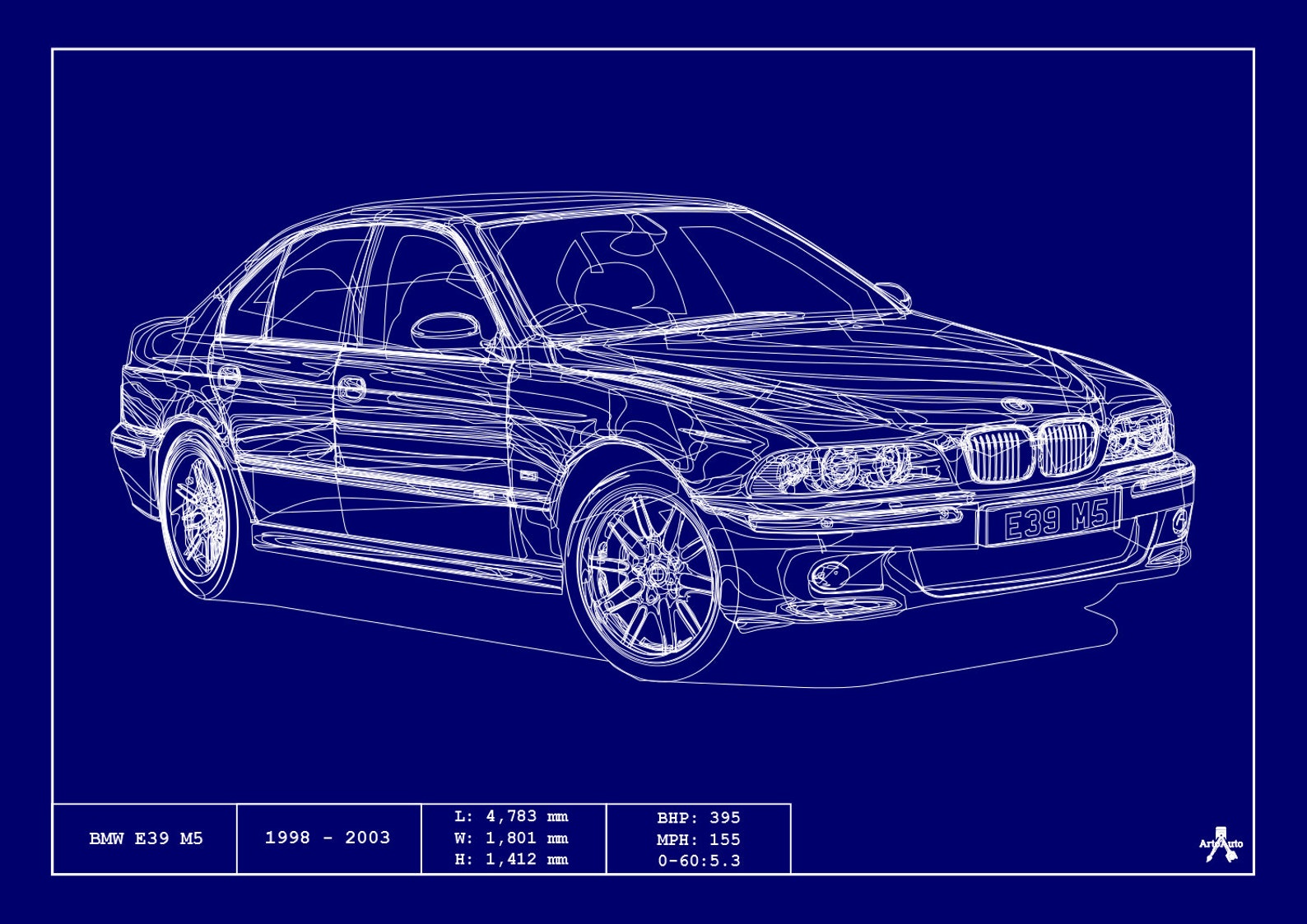 POSTER BMW E39 M5 BLUEPRINT Vector Art Highly Detailed | Etsy