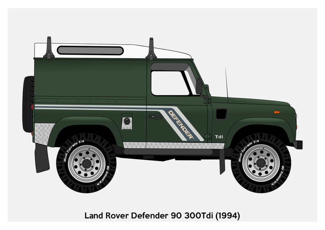POSTER - Land Rover Defender 90 Green Vector Art - Etsy