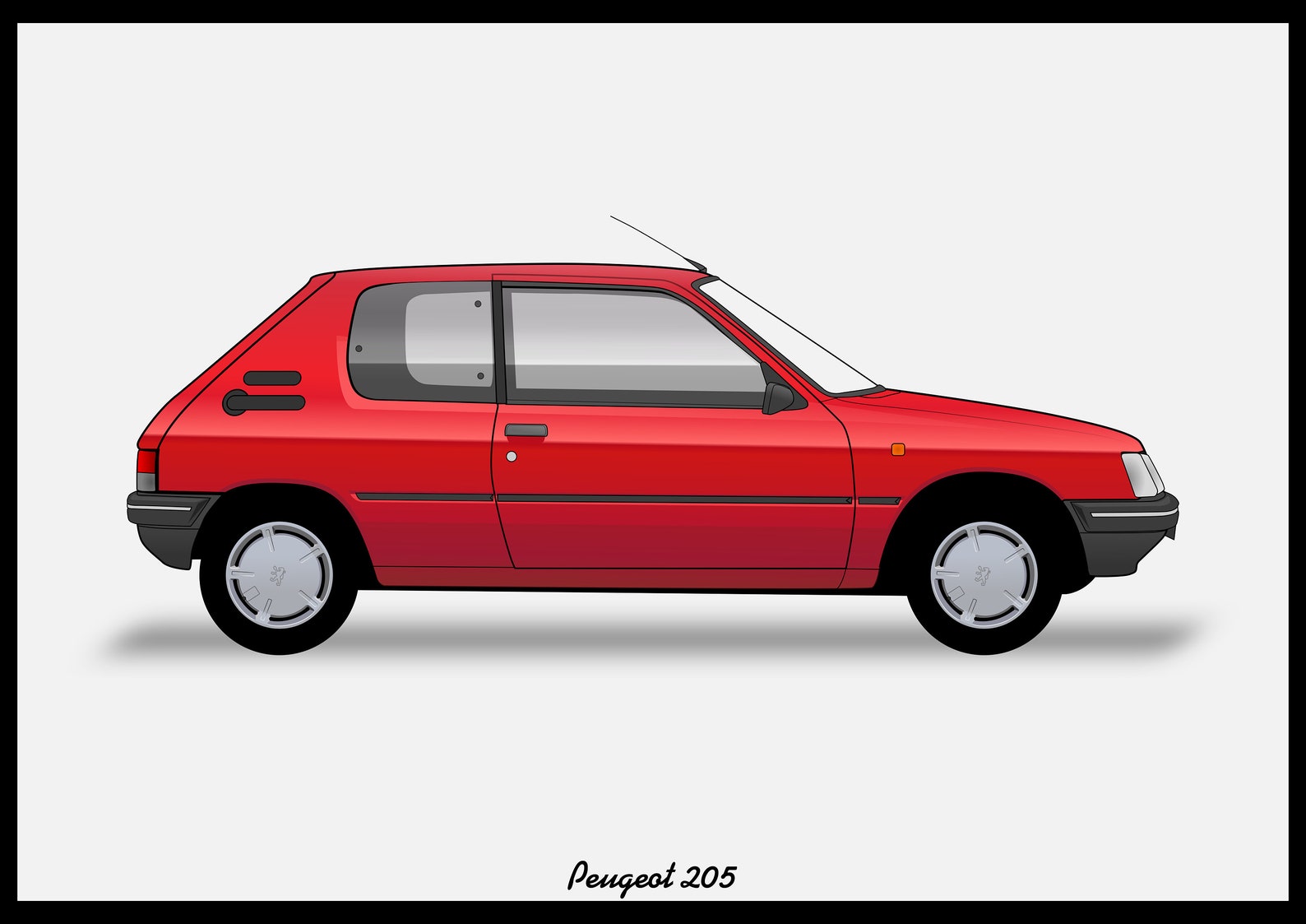 POSTER Peugeot 205 Red Vector Art - Etsy