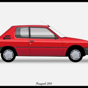 POSTER - Peugeot 205 Red Vector Art - Etsy