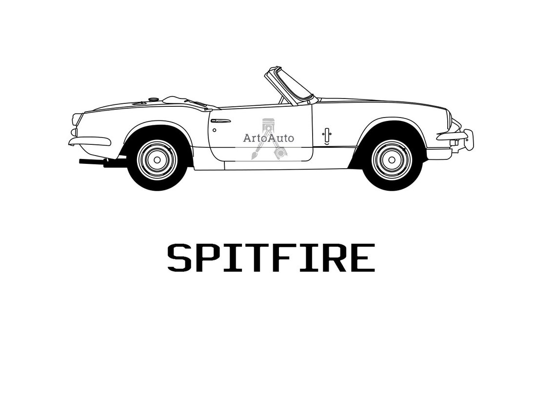 TRIUMPH SPITFIRE Outline Vector .SVG .Pdf .Png | Etsy