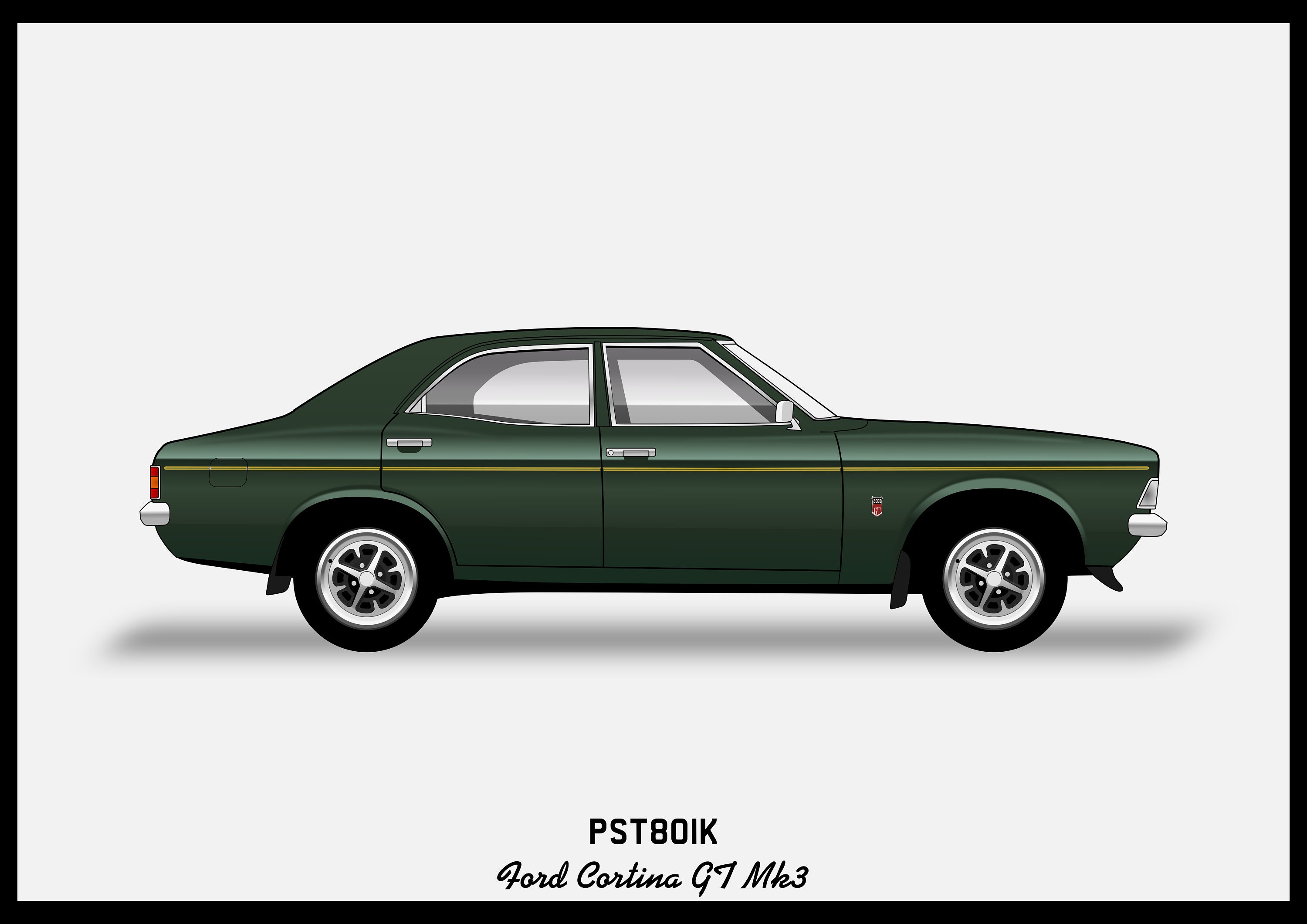 FORD CORTINA Mk3 - Colour Vector File Download - .PDF, .svg, .png - Etsy