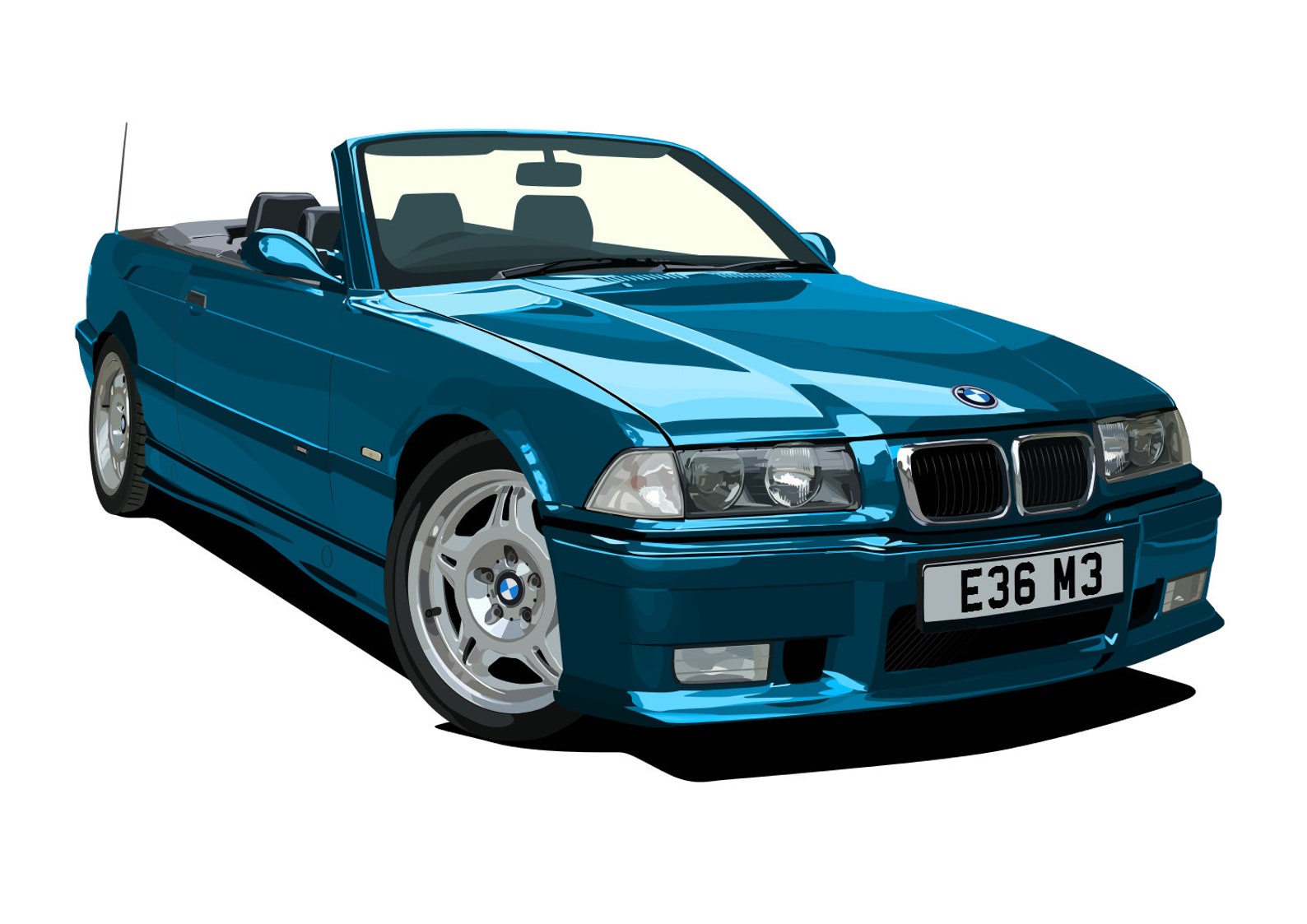 POSTER BMW E36 M3 Vector Art Highly Detailed - Etsy