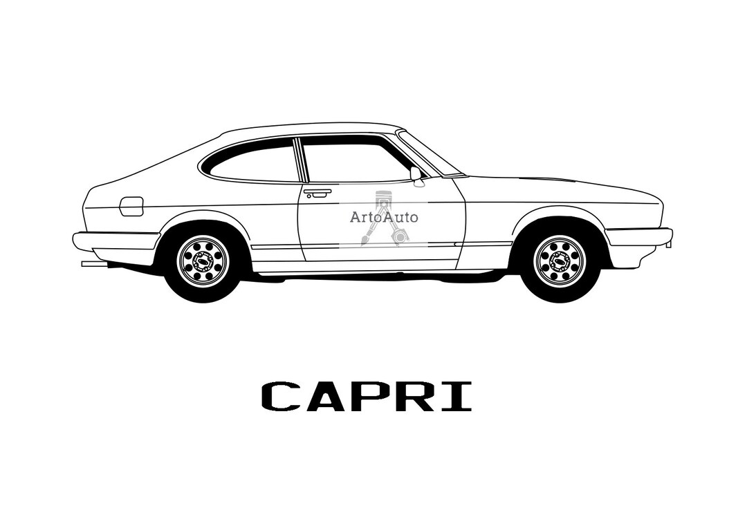 Ford Capri Outline Vector - .SVG, .pdf, .png - Etsy