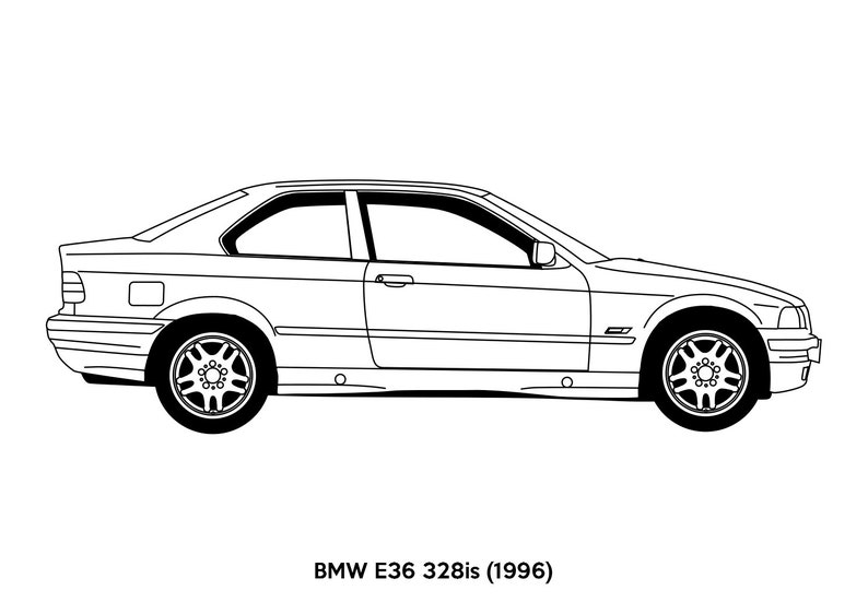 BMW E36 Outline Vector .SVG .PDF .png - Etsy
