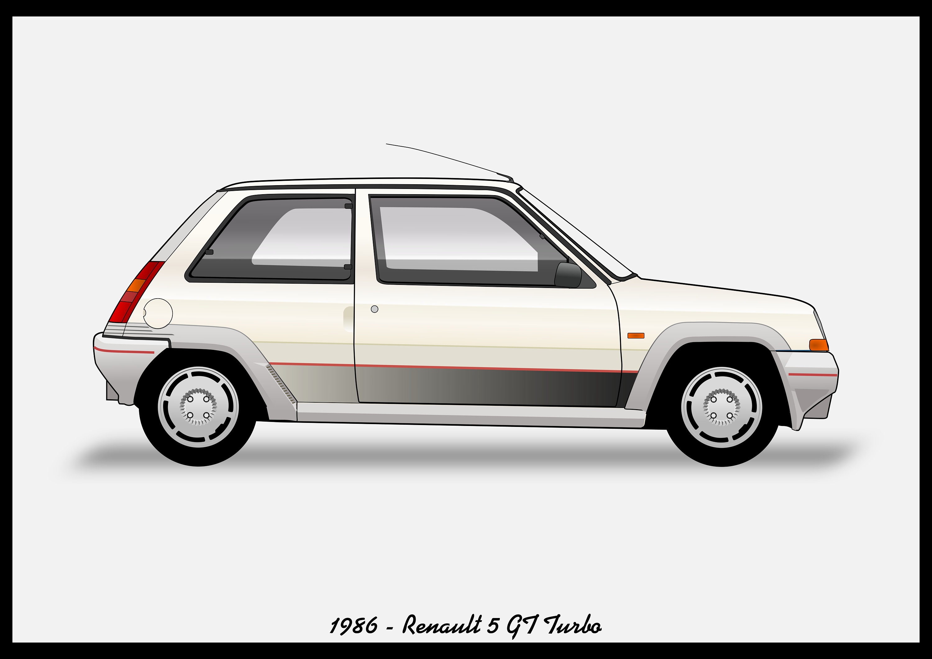 RENAULT 5 GT Turbo - Colour Vector File Download - .PDF, .svg, .png - Etsy