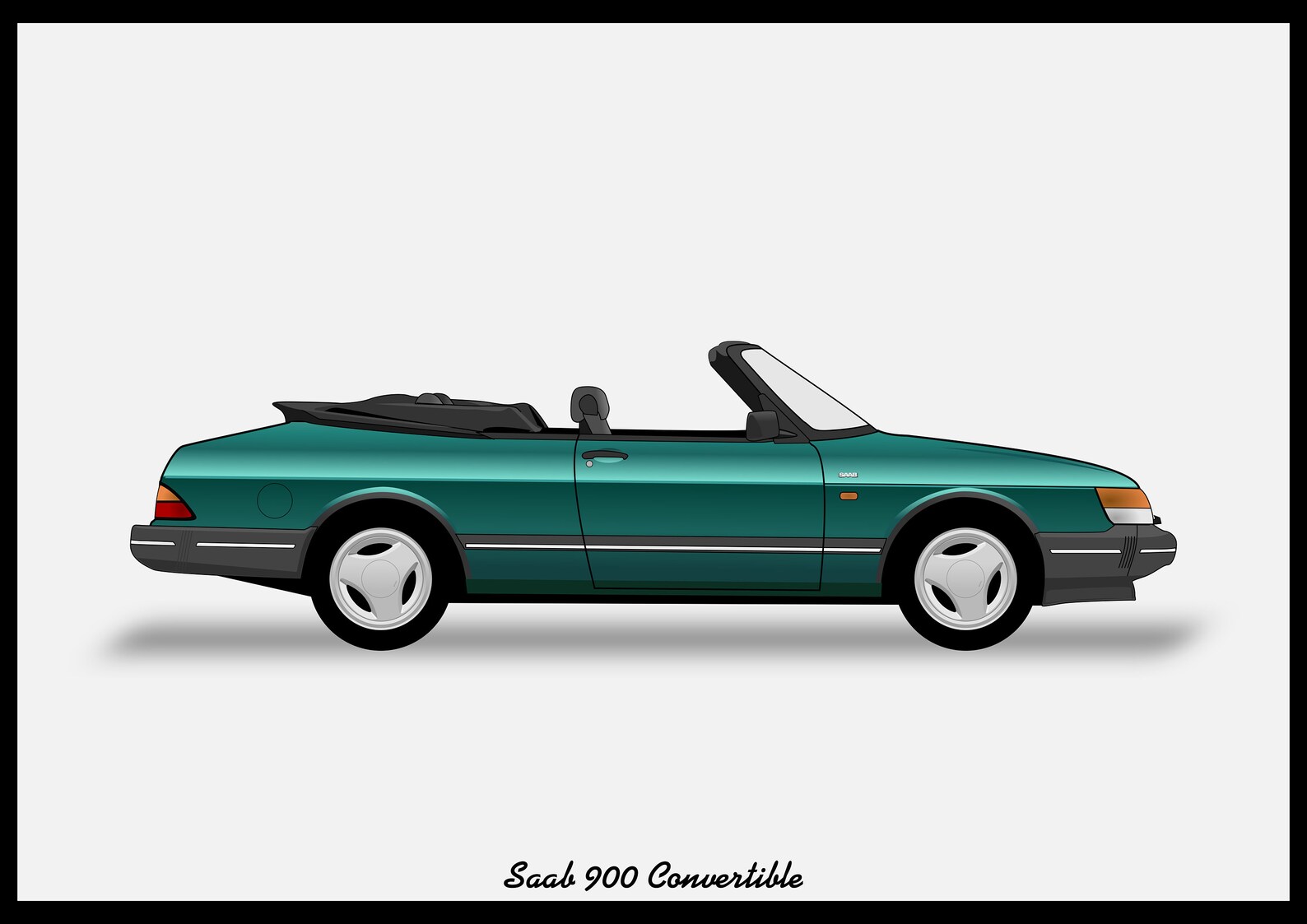POSTER SAAB 900 CONVERTIBLE Vector Art - Etsy