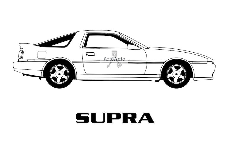 Toyota Supra Mk3 Outline Vector .SVG .PDF .png - Etsy
