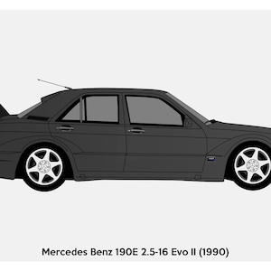 POSTER - Mercedes 190E Cosworth Evo II Vector Art - Etsy