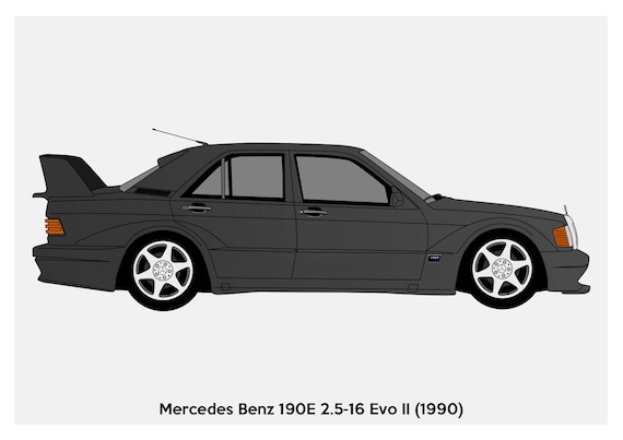 POSTER Mercedes 190E Cosworth Evo II Vector Art | Etsy