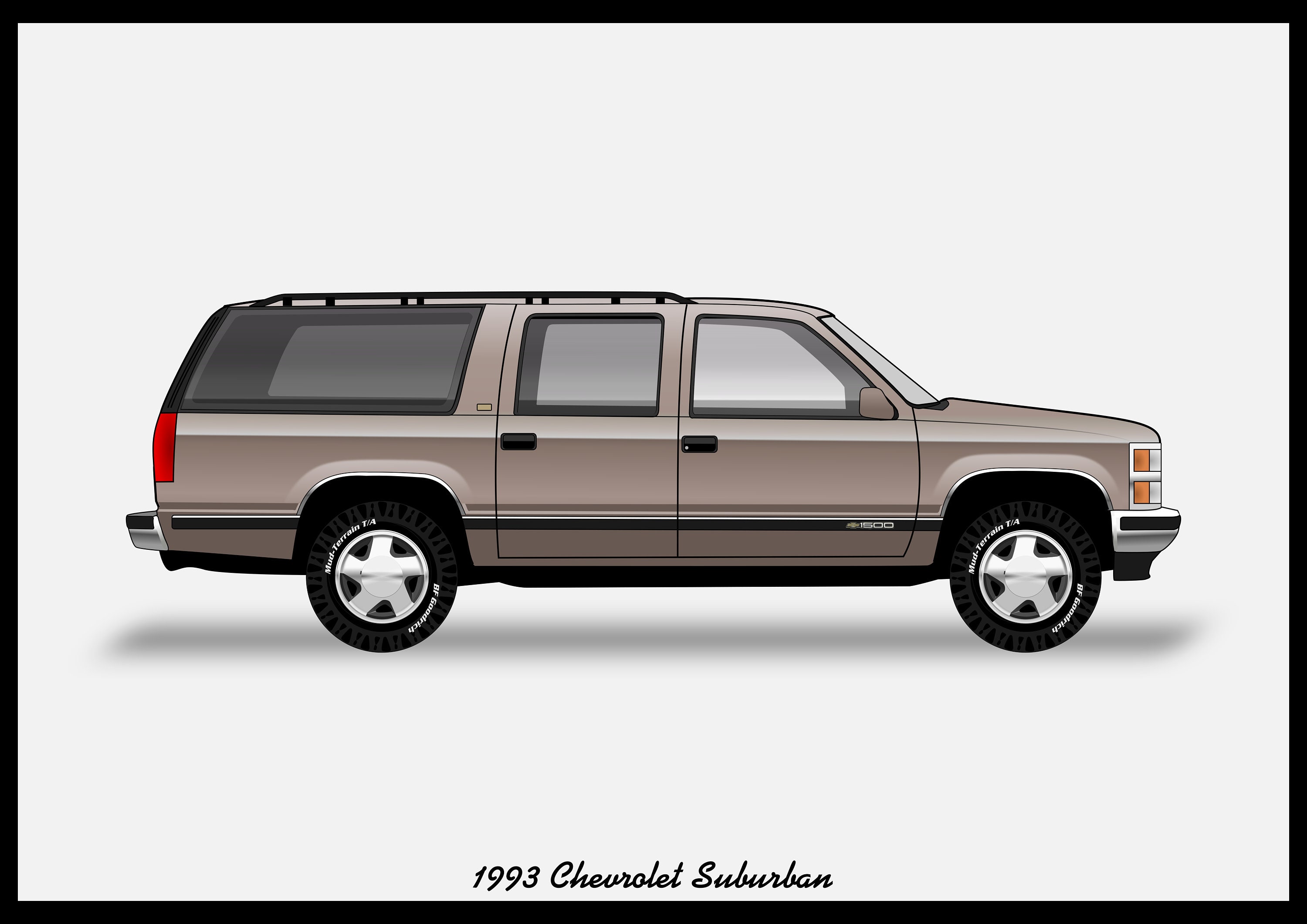 POSTER CHEVROLET SUBURBAN 1993 Tan Vector Art - Etsy