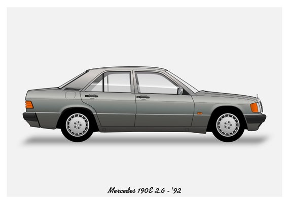 CARTEL Mercedes 190E 2.6 Vector Art W201 | Etsy