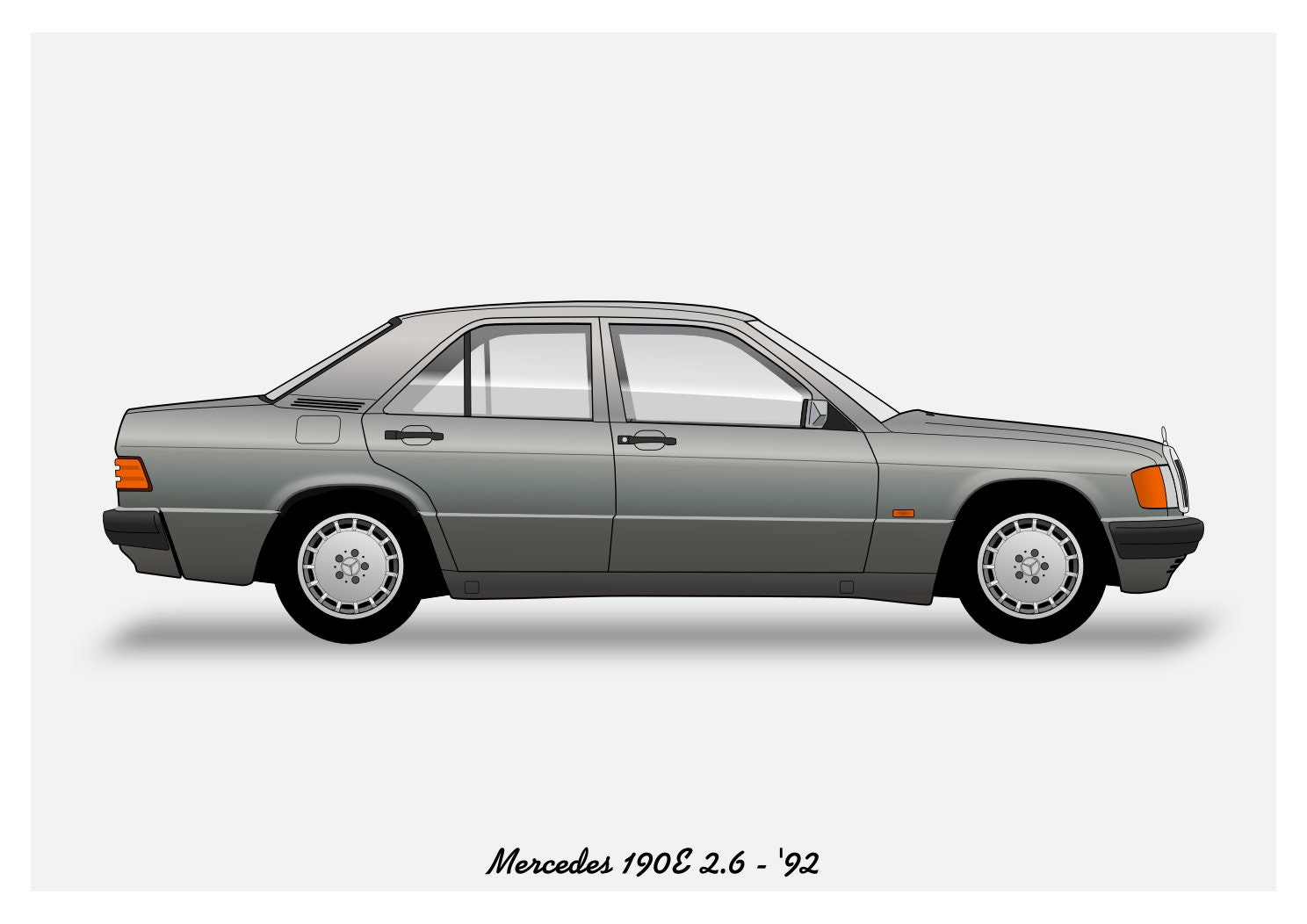 CARTEL - Mercedes 190E 2.6 Vector Art W201 - Etsy España