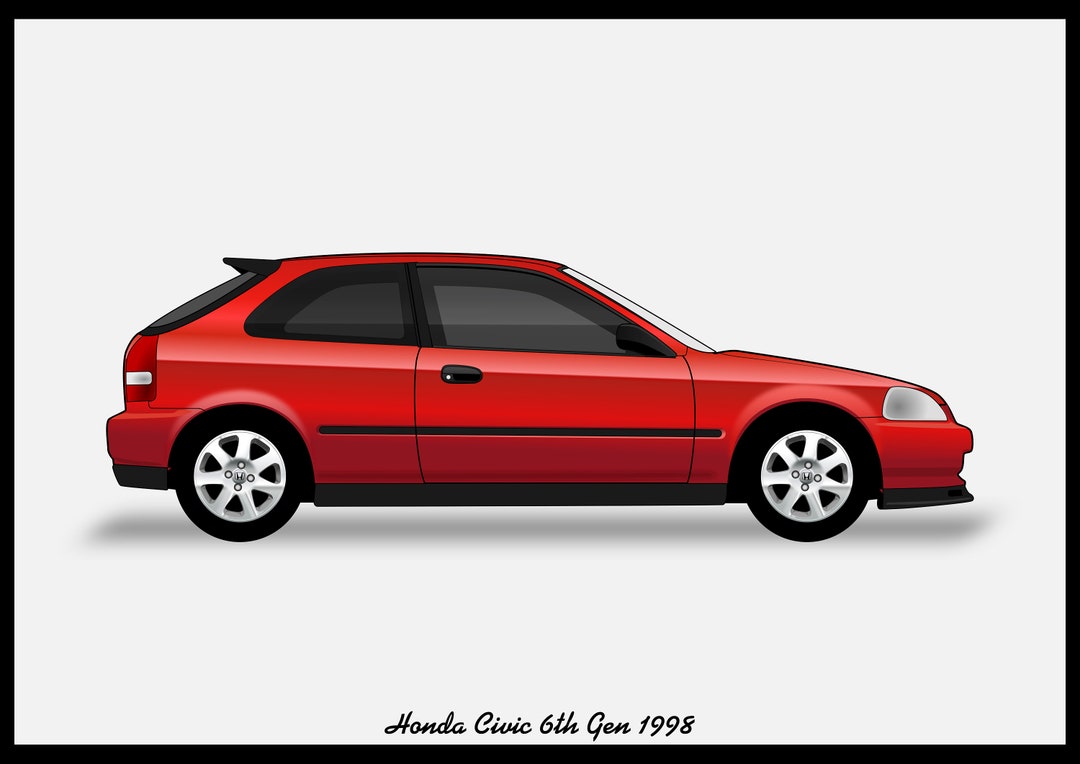 HONDA CIVIC Mk6 - Colour Vector File Download - .PDF, .svg, .png - Etsy
