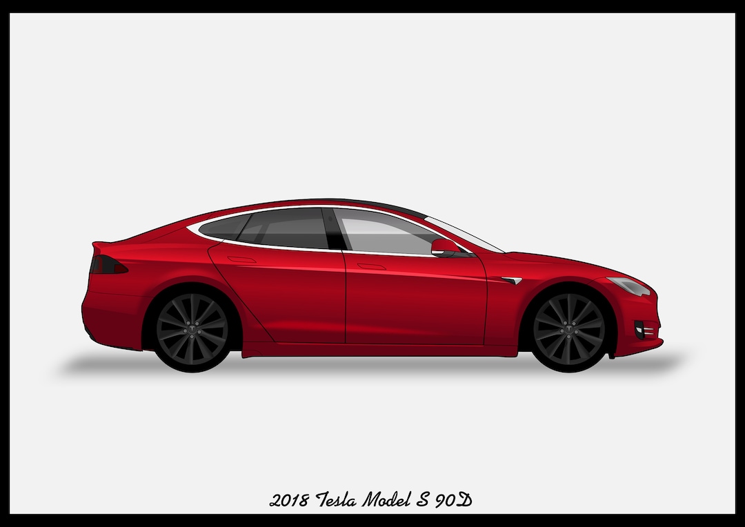 TESLA MODEL S - Colour Vector File Download - .PDF, .svg, .png - Etsy