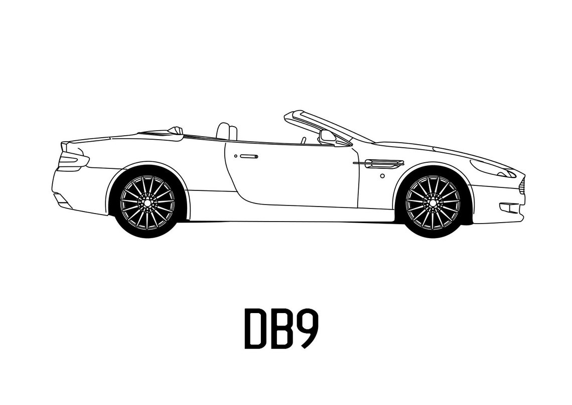 Aston Martin DB9 Outline Vector .SVG .PDF .png | Etsy