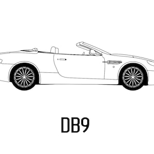 Aston Martin DB9 Outline Vector - .SVG, .PDF, .png - Etsy