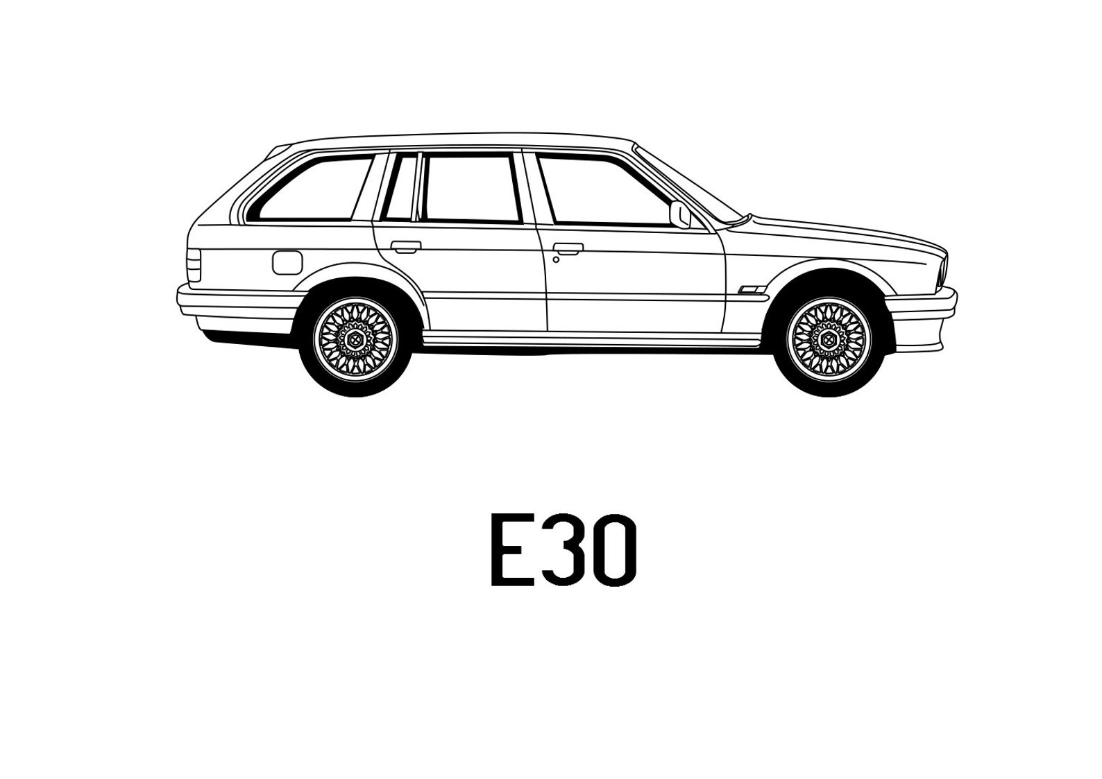BMW E30 TOURING Outline Vector - .SVG, .pdf, .png - Etsy