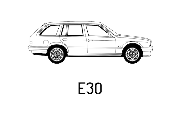 BMW E30 TOURING Outline Vector .SVG .pdf .png | Etsy