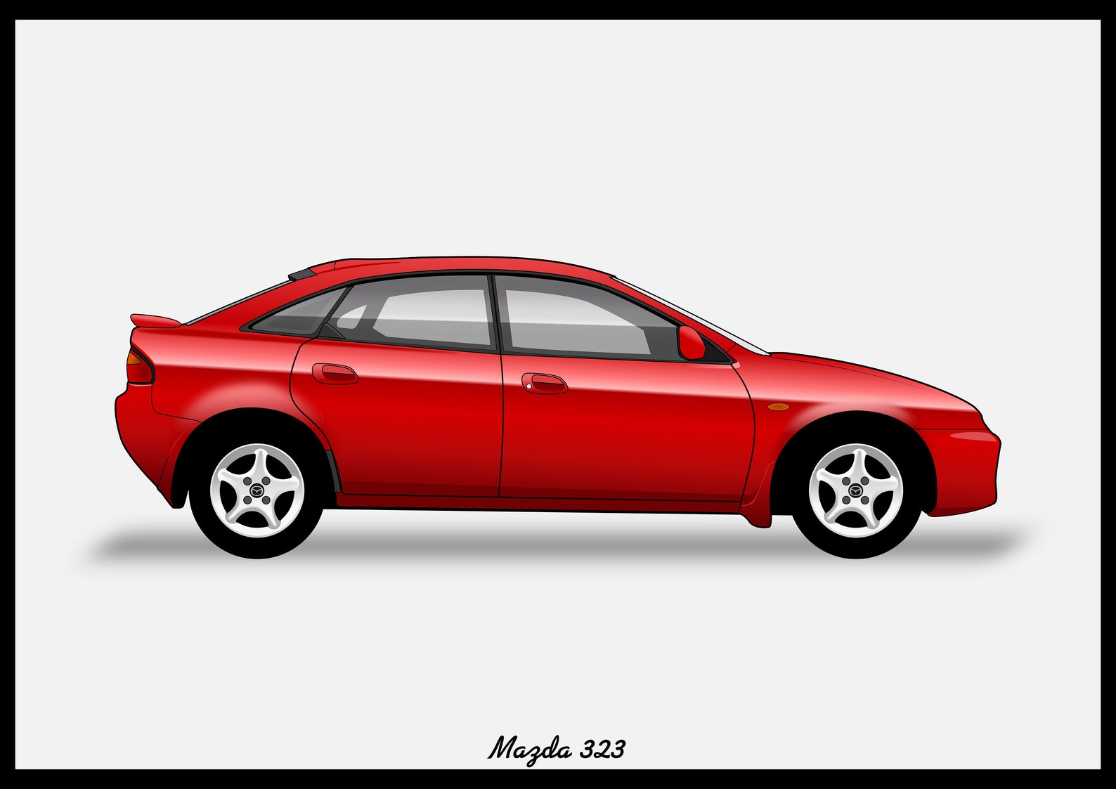 POSTER Mazda 323 Vector Art - Etsy