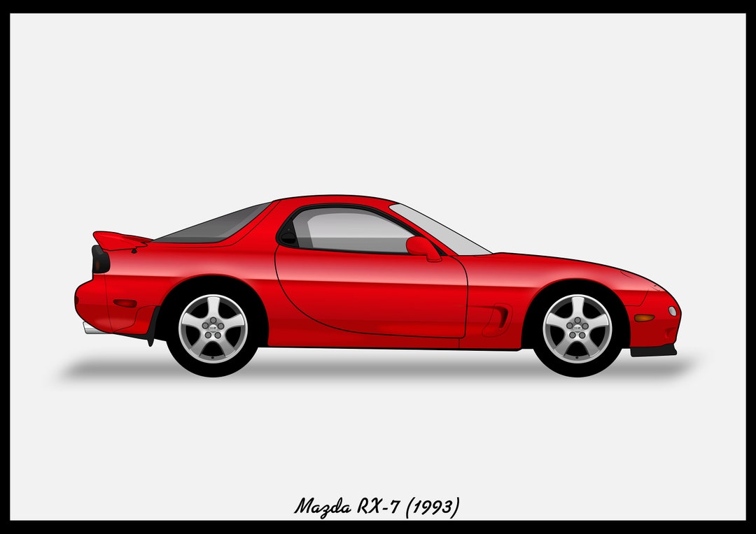 MAZDA RX-7 Mk3 - Colour Vector File Download - .PDF, .svg, .png - Etsy