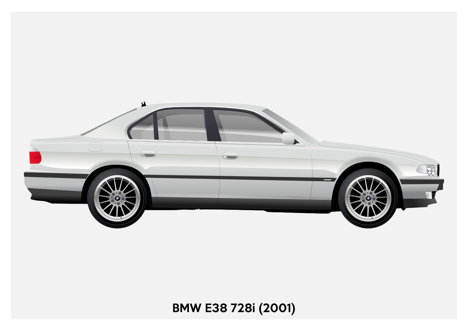 POSTER BMW E38 7-series Silver Vector Art - Etsy Australia