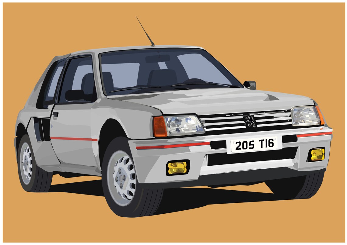 POSTER Peugeot 205 Turbo 16 Vector Art Highly Detailed | Etsy
