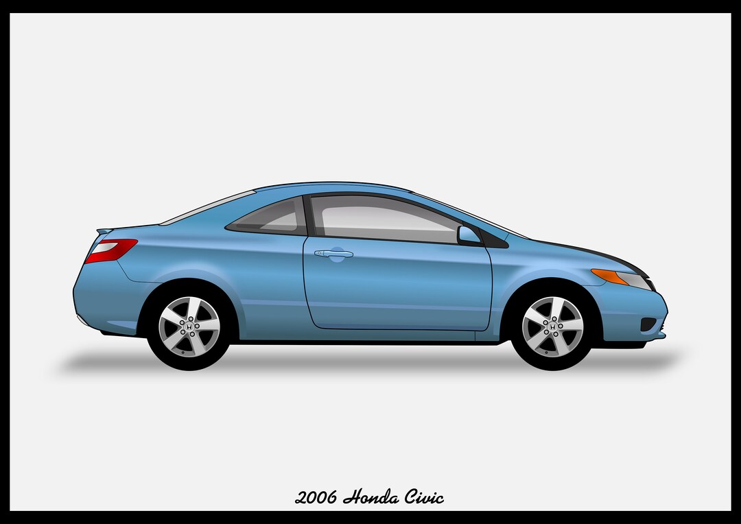 HONDA CIVIC Mk8 - Colour Vector File Download - .PDF, .svg, .png - Etsy