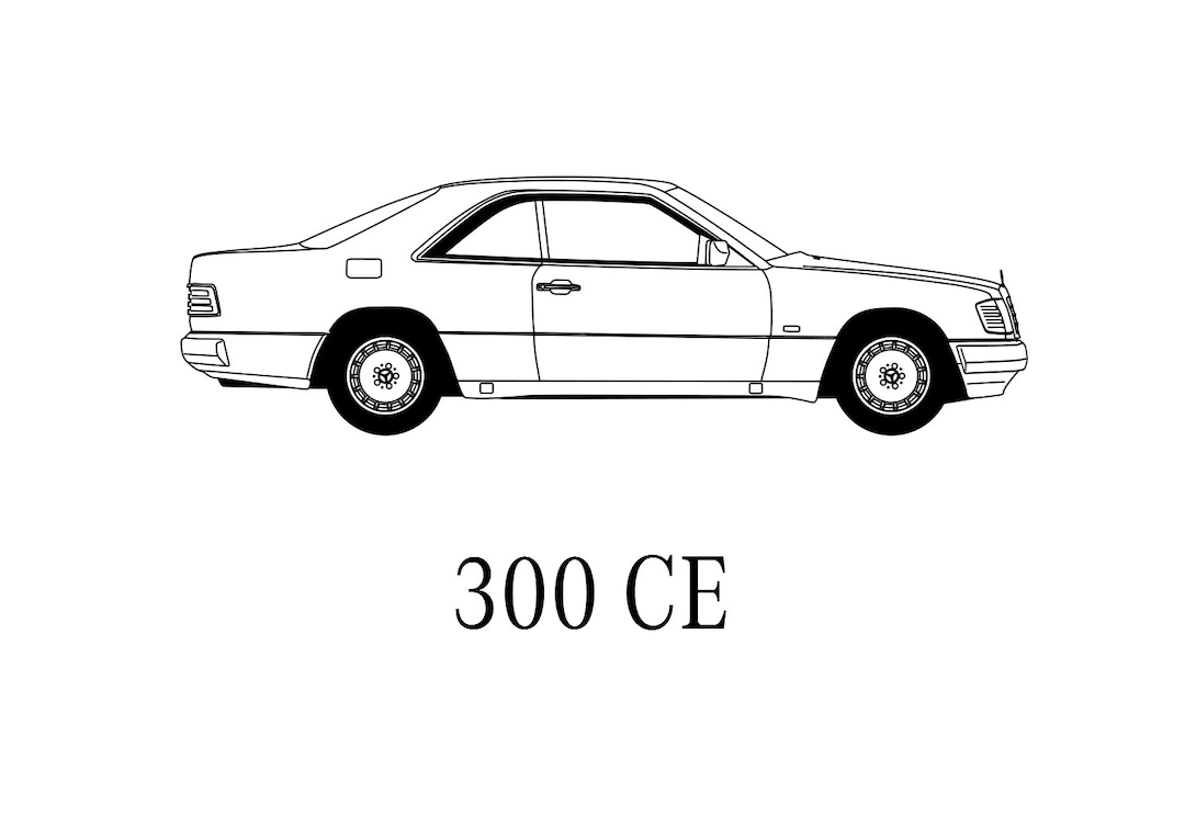 MERCEDES C124 Outline Vector - .SVG, .pdf, .png - Etsy