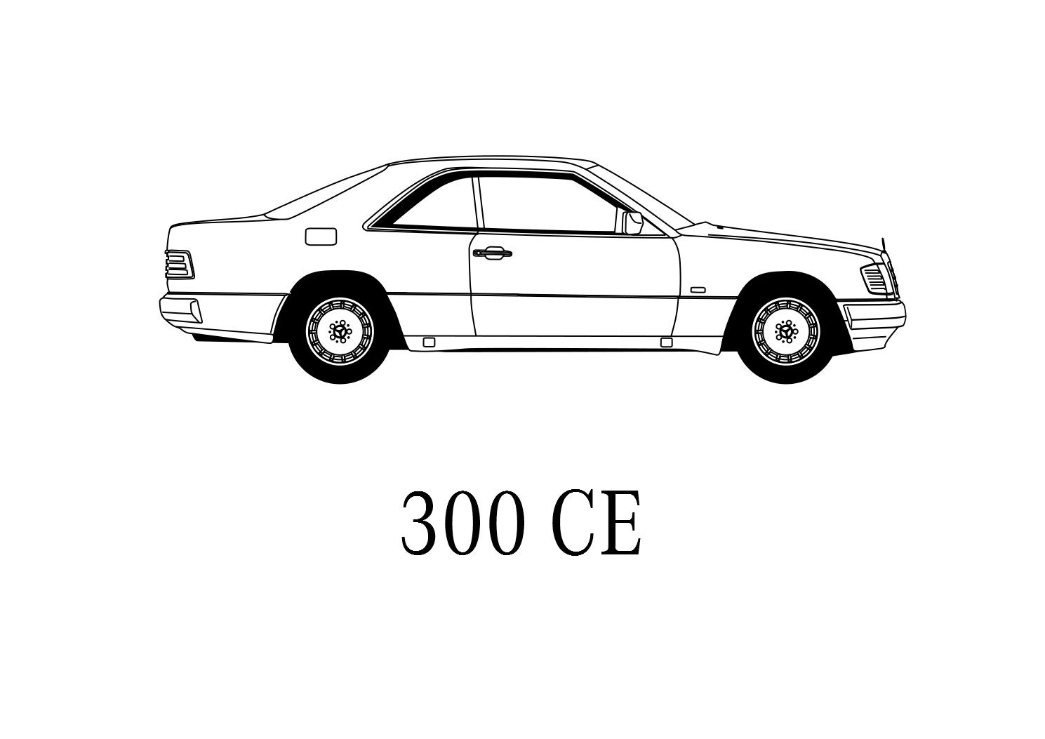MERCEDES C124 Outline Vector - .SVG, .pdf, .png - Etsy