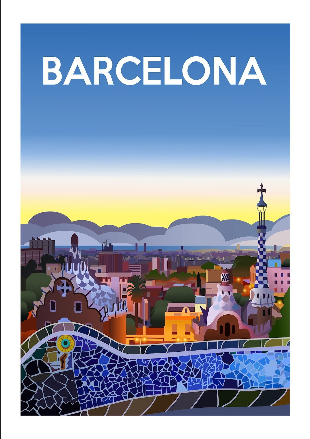 POSTER - BARCELONA - (A4 A3 A2 Sizes) Tourist Travel Wall Art - Etsy