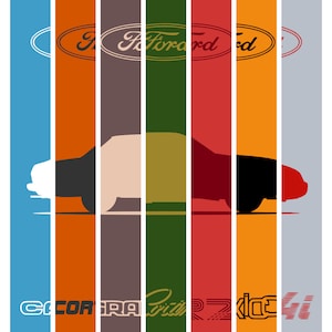 POSTER - CLASSIC FORDS Collage of Classic 70's and 80's Models. - Etsy