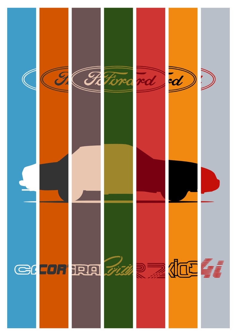 POSTER - CLASSIC FORDS Collage of Classic 70's and 80's Models. - Etsy