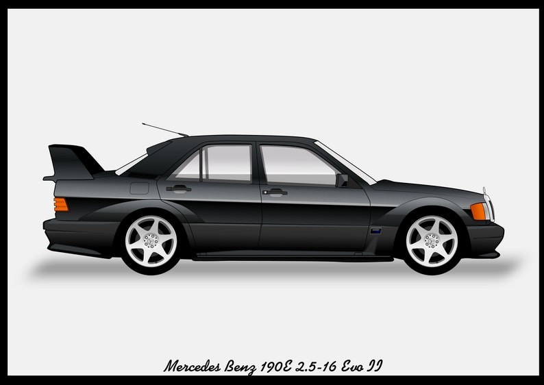 POSTER Mercedes 190E EVO 2 Vector Art W201 - Etsy