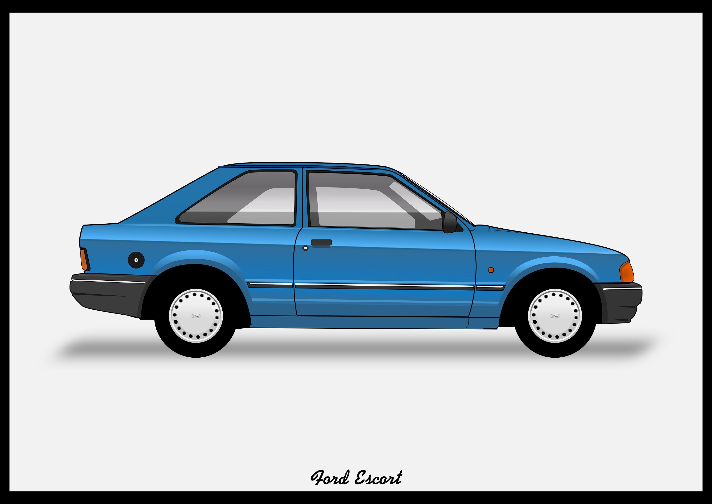 FORD ESCORT Mk4 - Colour Vector File Download - .PDF, .svg, .png - Etsy