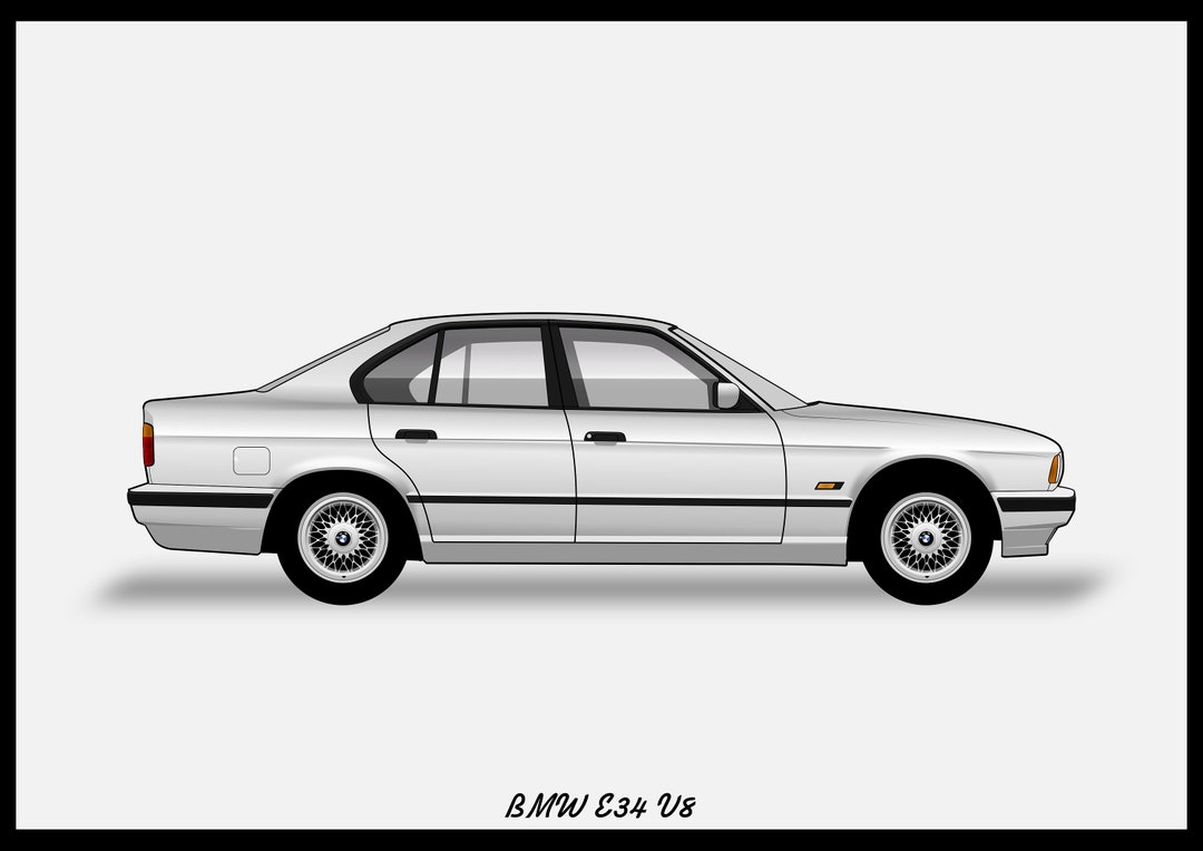 BMW E34 - 5 Series - Colour Vector File Download - .PDF, .svg, .png - Etsy