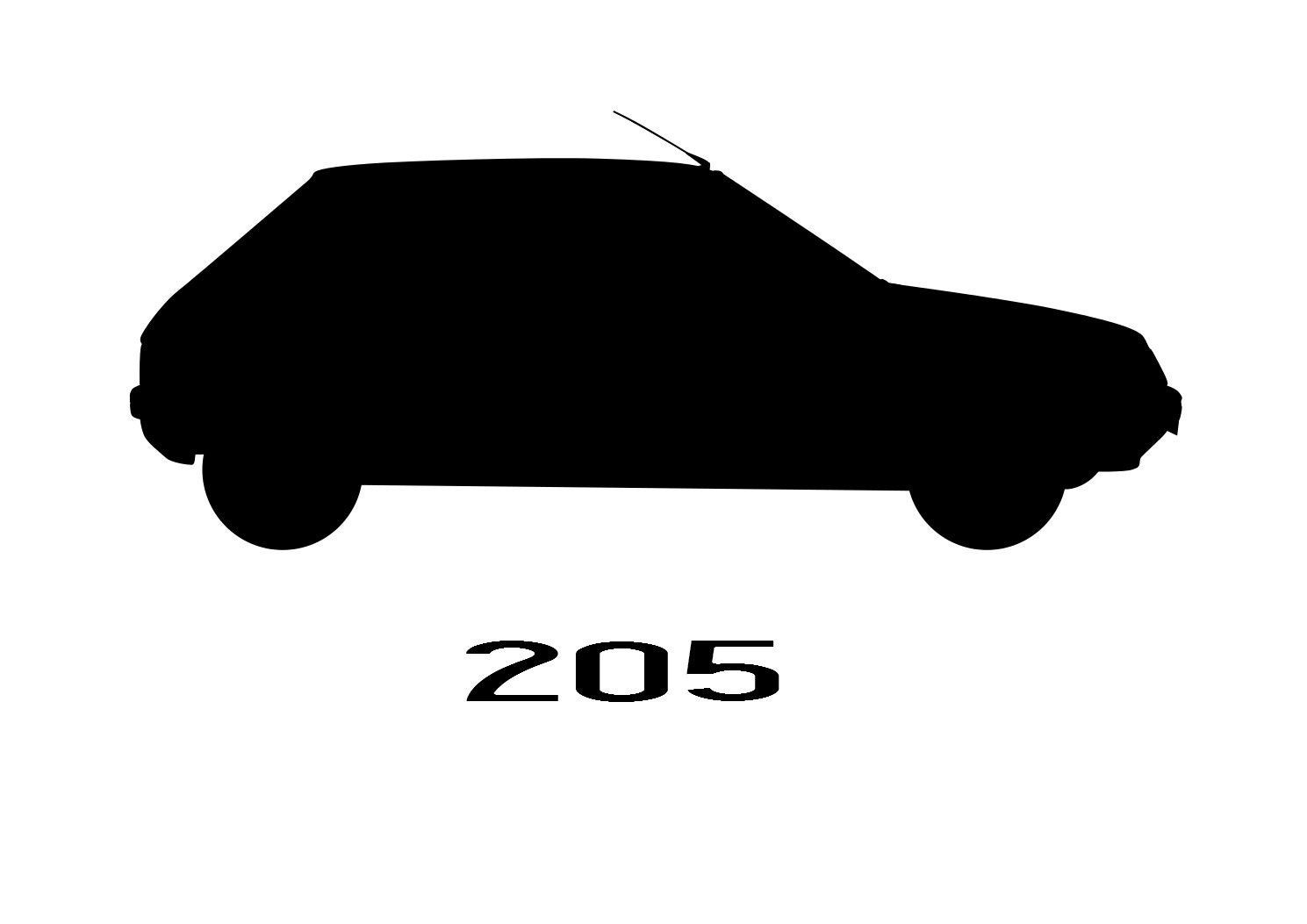 PEUGEOT 205 Car Silhouette Vector .SVG .pdf .png | Etsy