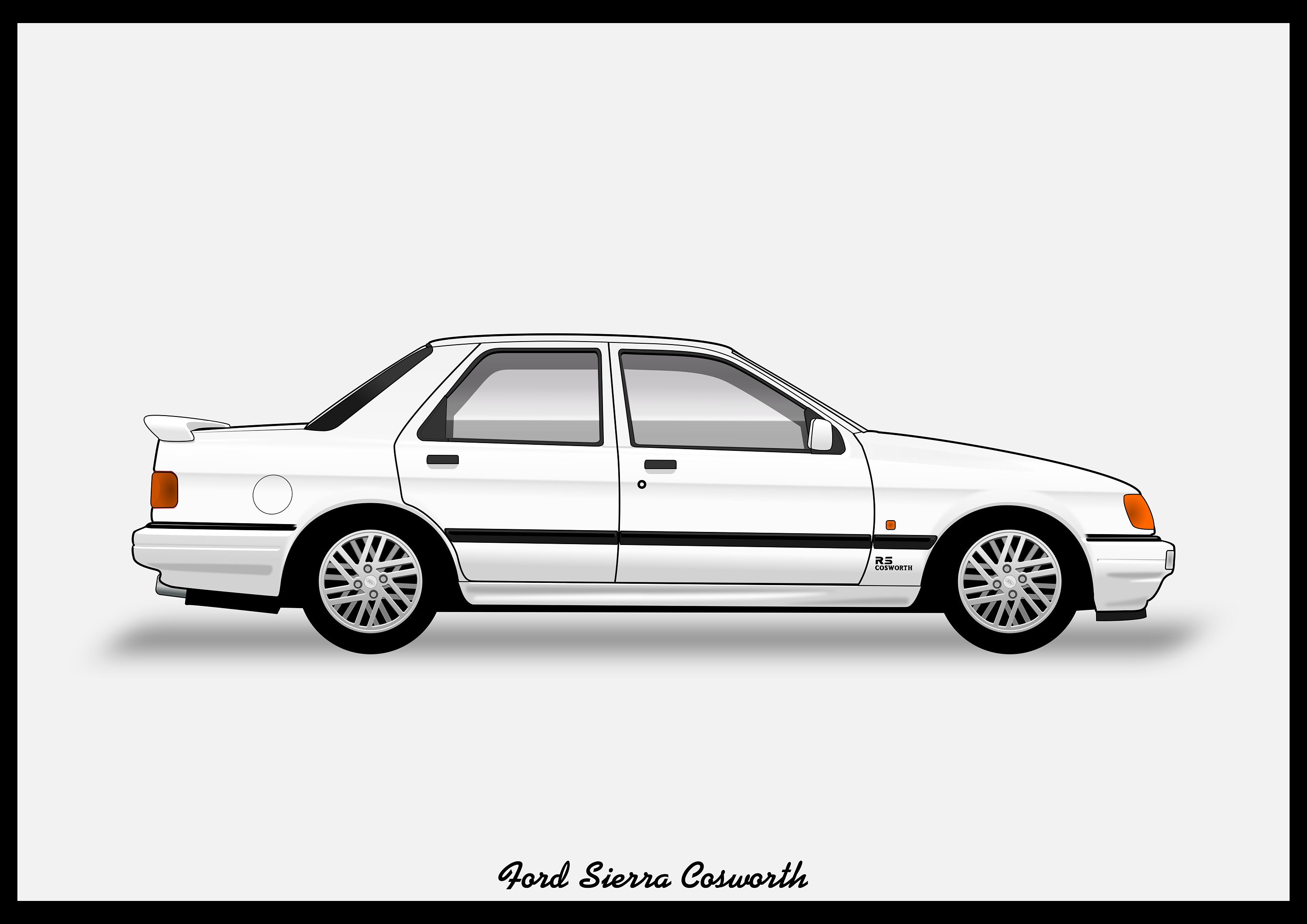 FORD SIERRA Cosworth Colour Vector File Download .PDF - Etsy