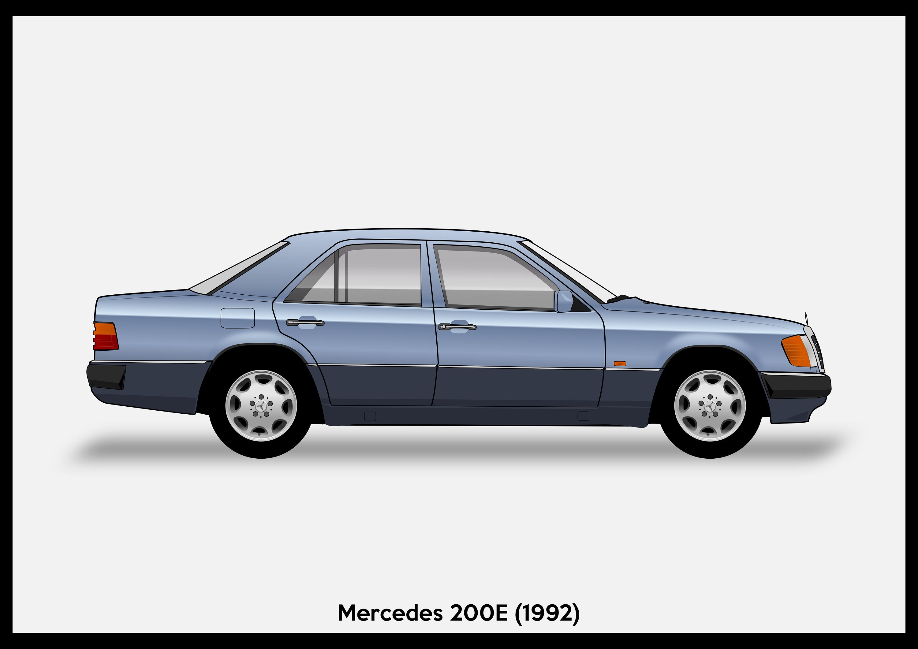 Home & Living Wall Hangings POSTER Mercedes 200E W124 Vector Art etna ...