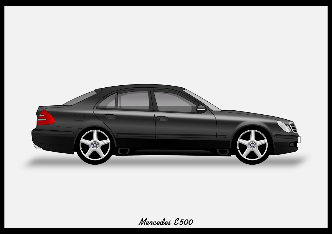 POSTER Mercedes E500 Vector Art W211 E-class - Etsy