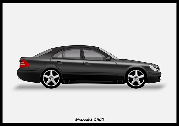POSTER Mercedes E500 Vector Art W211 E-class - Etsy