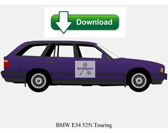 BMW E34 Touring Wagon Style Background Print Template Poster Art Wall ...