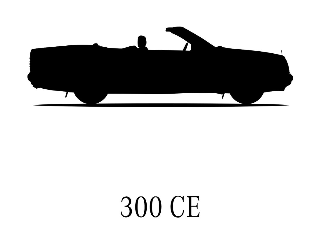 Mercedes W124 Cabriolet Car Silhouette Vector .SVG .PDF | Etsy