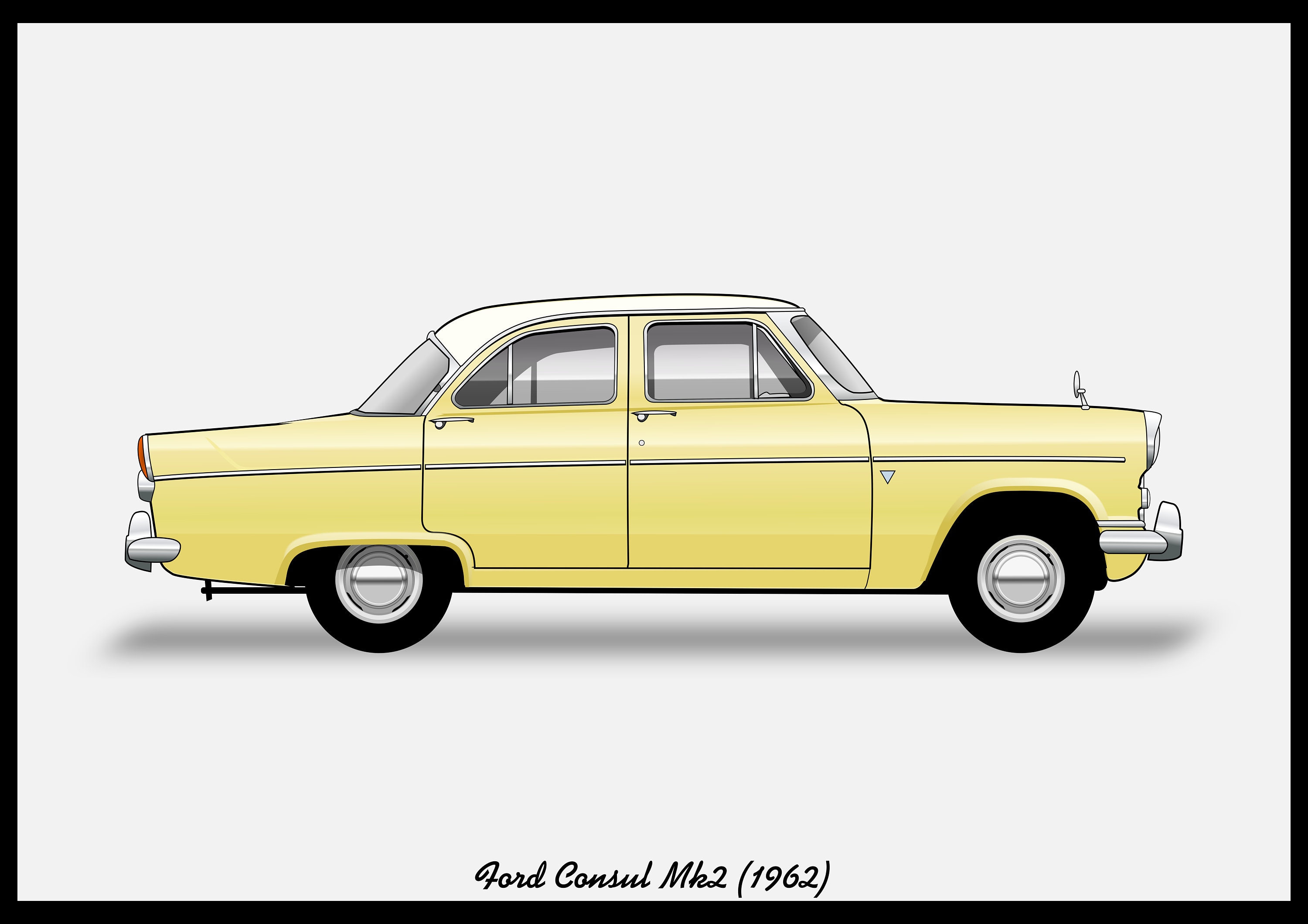 FORD CONSUL Mk2 - Colour Vector File Download - .PDF, .svg, .png - Etsy
