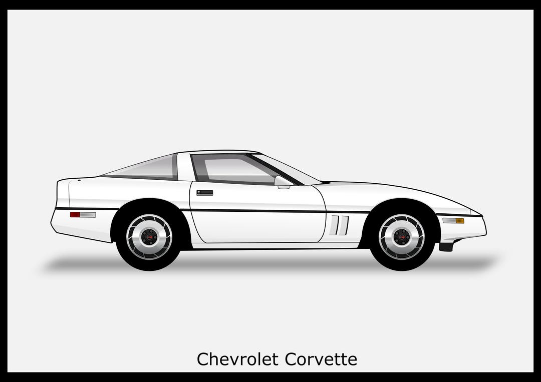 CHEVROLET CORVETTE C4 White - Colour Vector File Download - .PDF, .svg ...