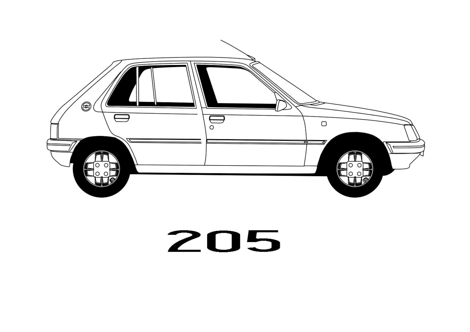 PEUGEOT 205 Outline Vector .SVG .pdf .png - Etsy